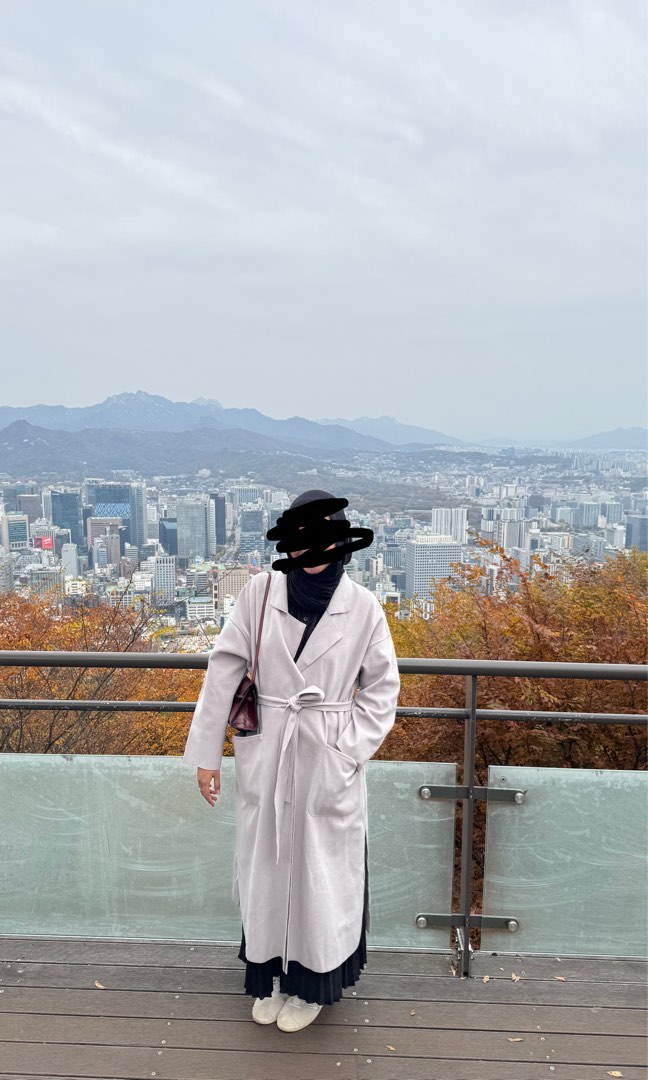 LONG COAT GREY/ABU/ PREMIUM BUAT AUTUMN/WINTER COAT PANJANG WOOL OUTFIT ...
