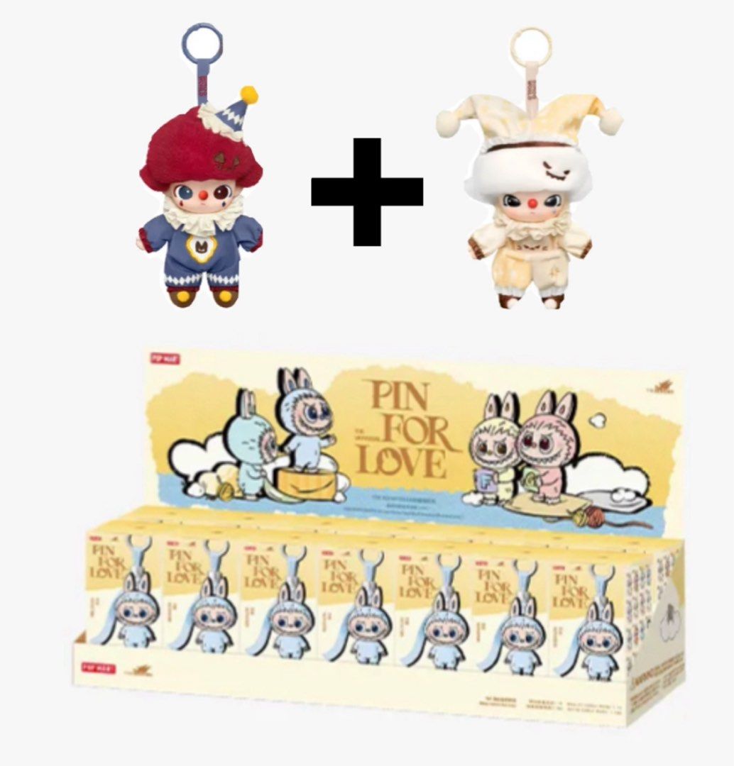 Combo mini Labubu pin for love case A-M and Dimoo flame clown and ...