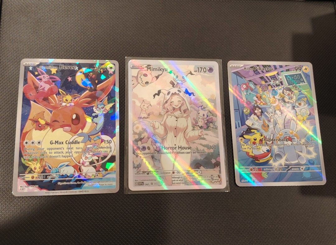 Custom/Proxy Pokemon Card - Eevee, Mimikyu, and Pikachu, Hobbies & Toys ...