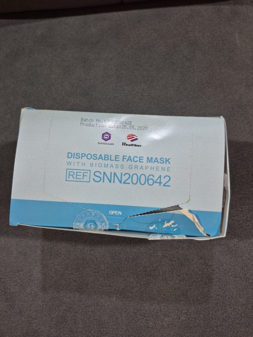 Disposable Face Mask with Biomass Graphene, Health & Nutrition, Face ...