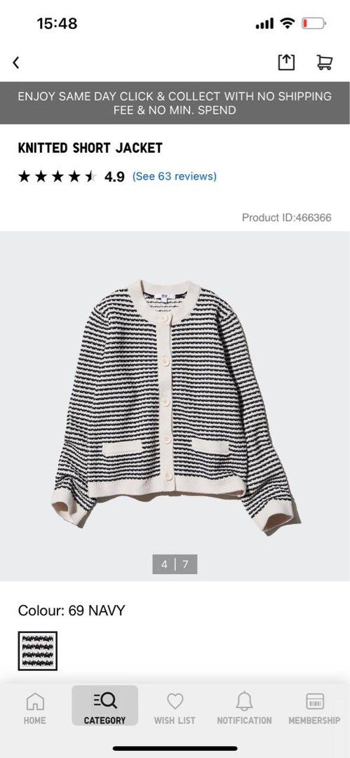 Knitted Short Jacket - Navy, Women's Fashion, Coats, Jackets and ...