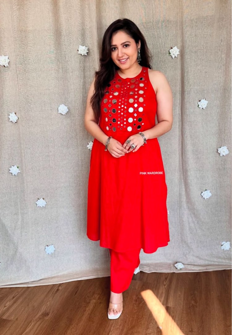 Mirror Work Kurta Set, Women's Fashion, Dresses & Sets, Traditional ...