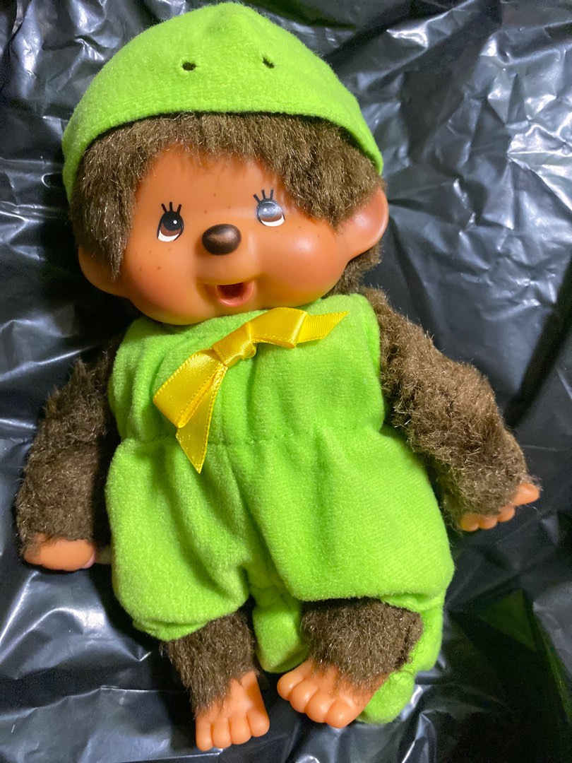 Monchhichi Plush Toy with Green Outfit, Hobbies & Toys, Toys & Games on Carousell