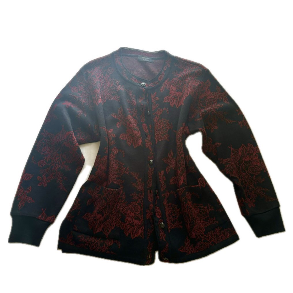 red roses floral black gothic cardigan outer, Women's Fashion, Coats ...