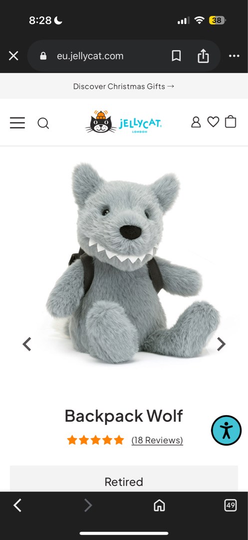 Retired backpack wolf jellycat, Hobbies & Toys, Toys & Games on Carousell