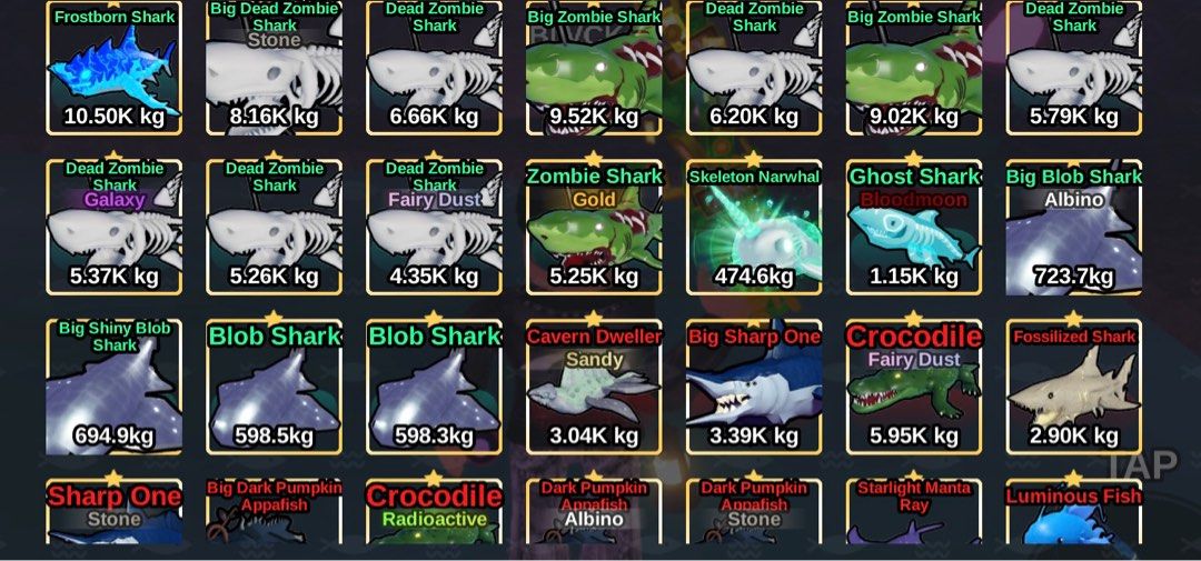 Roblox Fish It Collection - Various Rare Sharks, Video Gaming, Video ...