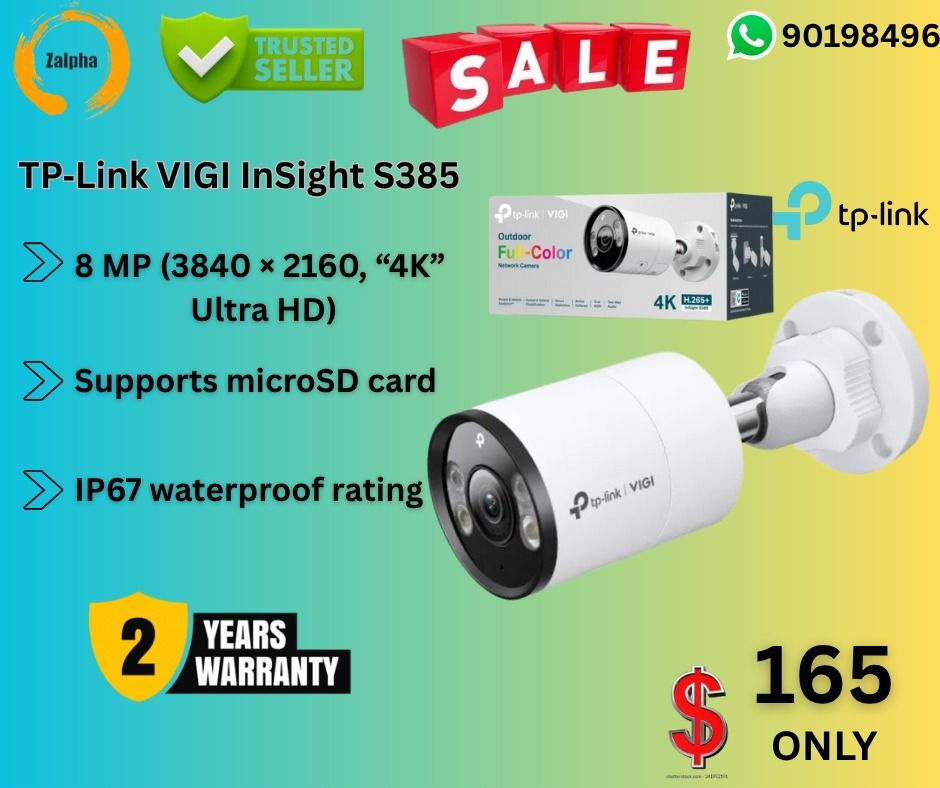 tp-link insight s385 8mp 4mm outdoor full-color bullet, Furniture ...