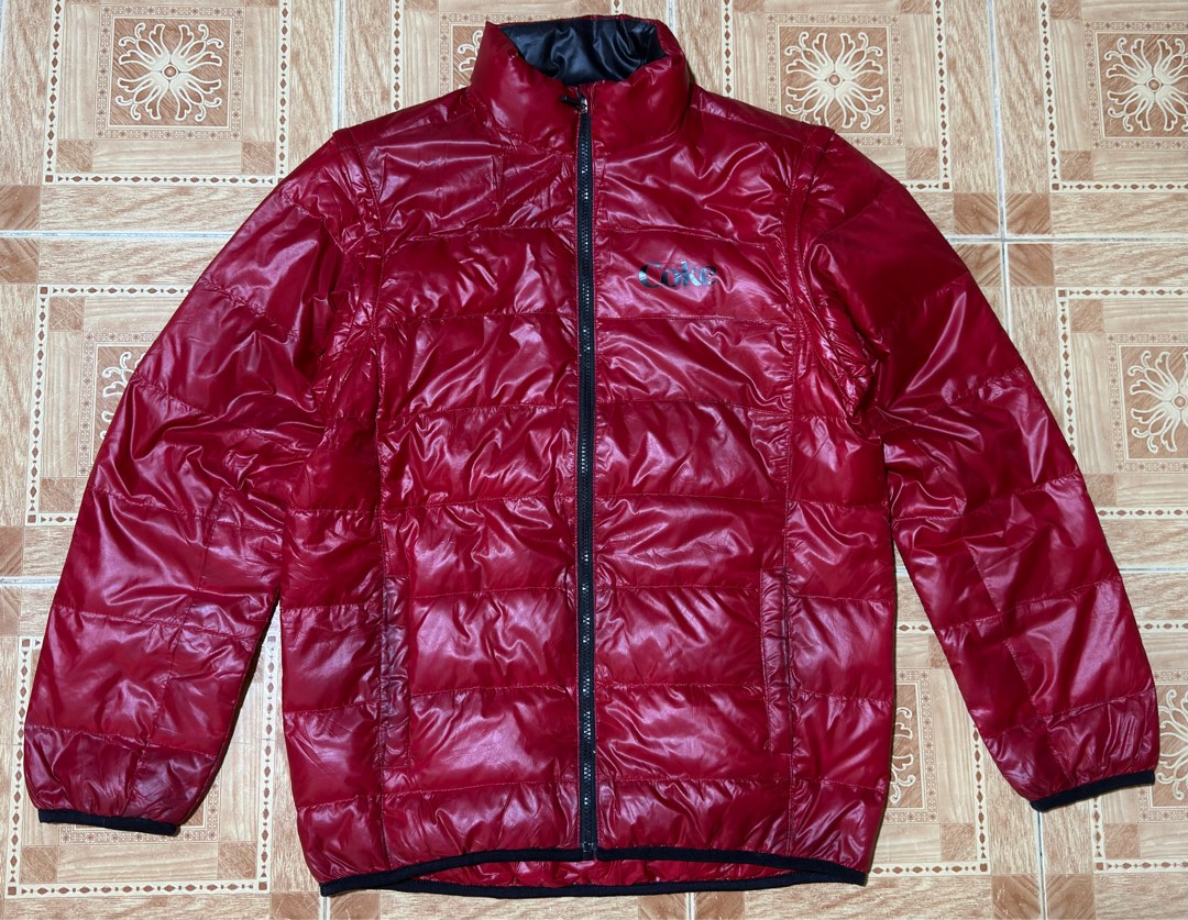 Vintage Style Coca Cola Detachable Sleeve Puffer Jacket (M), Men's ...