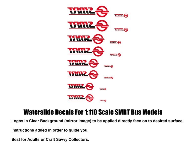 Waterslide Decal Papers for 1:110 Red & White SMRT Livery Diecast Bus ...