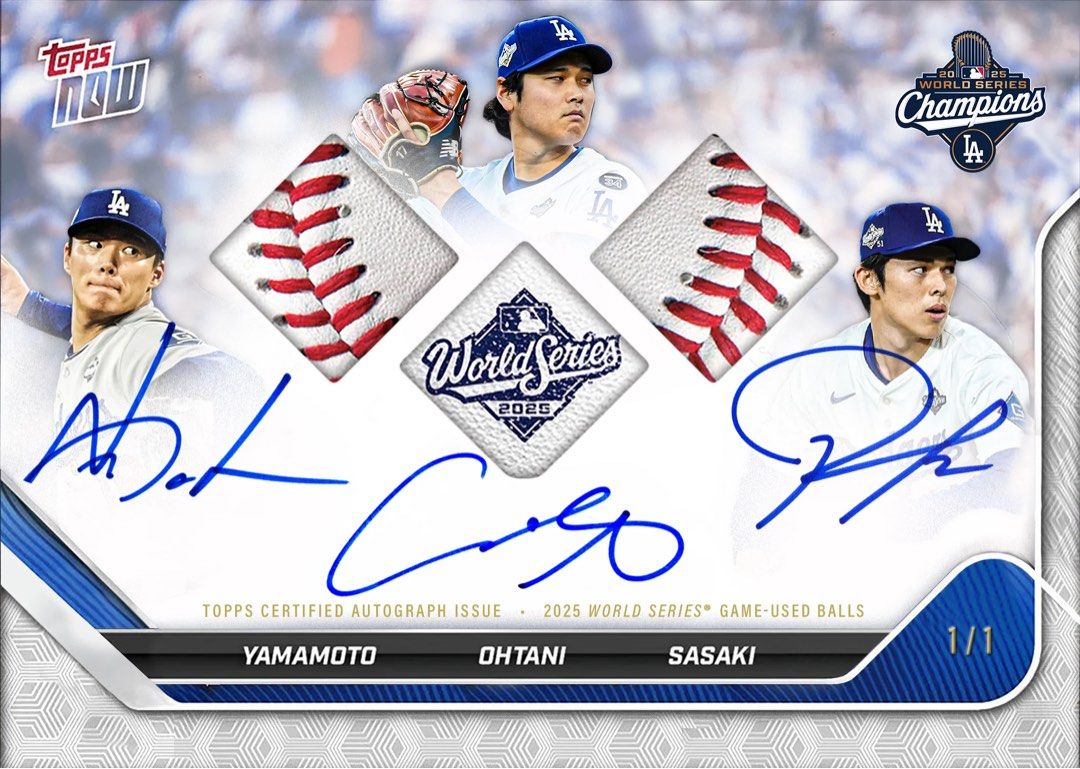 (已截單/12月中現貨） 2025 World Series Champions - Los Angeles Dodgers - MLB Topps NOW® 15-Card Team Set ...