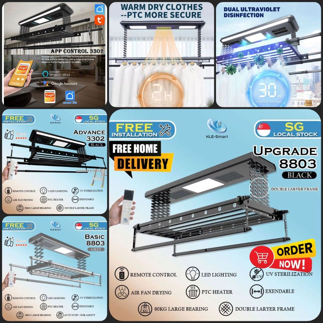 App-Controlled Smart Clothes Drying Rack | Electric Laundry System with ...