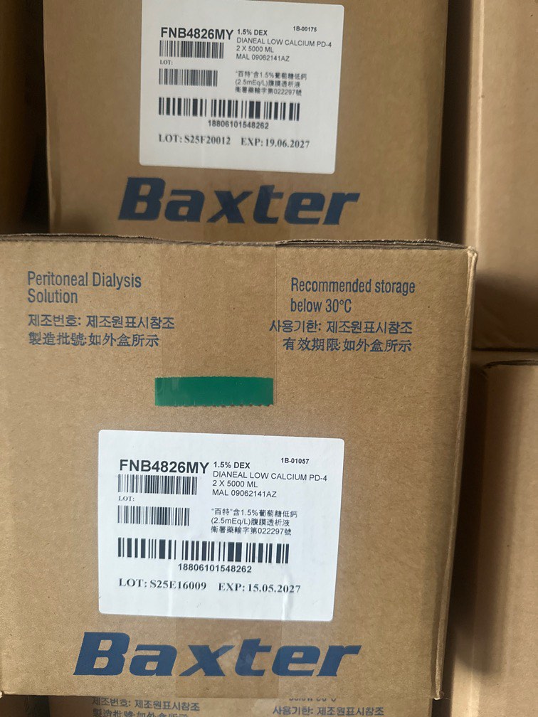 Baxter Peritoneal Dialysis Solution (Dianeal low calcium PD-4), Health ...