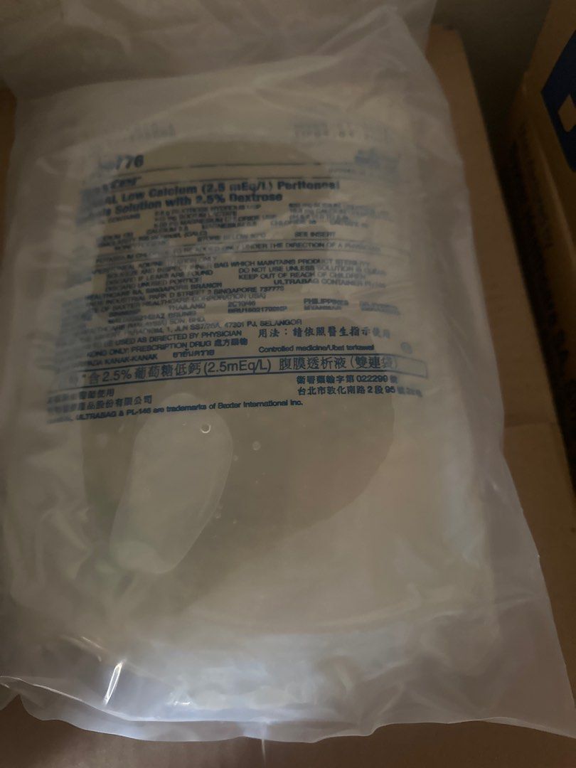 Baxter Peritoneal Dialysis Solution (Dianeal low calcium PD-4), Health & Nutrition, Medical ...