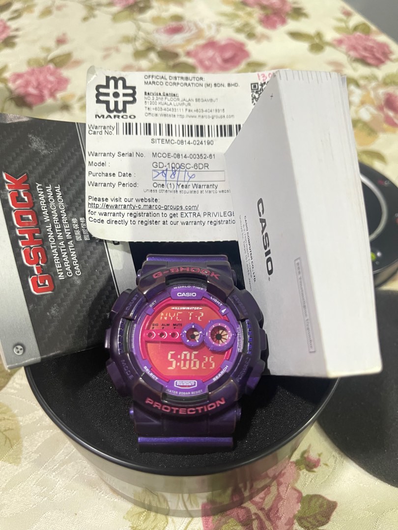 Casio G-Shock GD-100SC-6 Shocking Colors Purple, Men's Fashion, Watches ...
