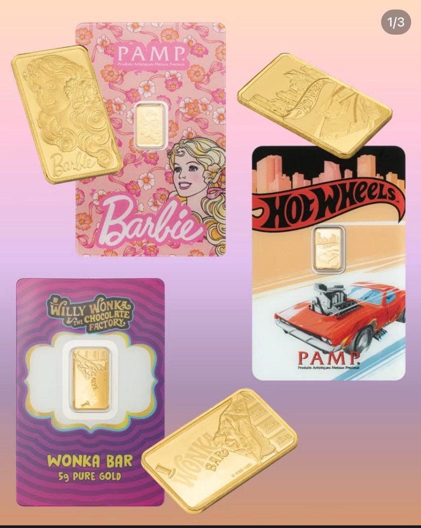 PAMP Limited Gold Bar - Barbie, Hot Wheels, Wonka(3 ITEMS), Hobbies ...