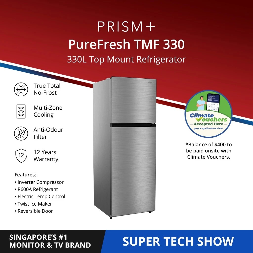 PRISM+ PureFresh TMF 330 | 330L Top Mount Freezer Refrigerator [INOX ...