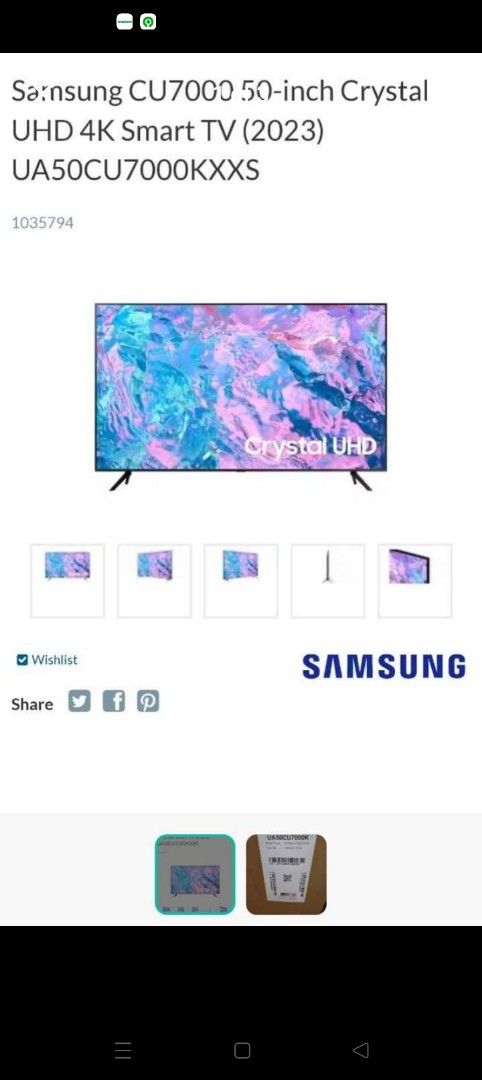 Samsung CU7000 50-inch Crystal UHD 4K Smart TV (2023), TV & Home ...