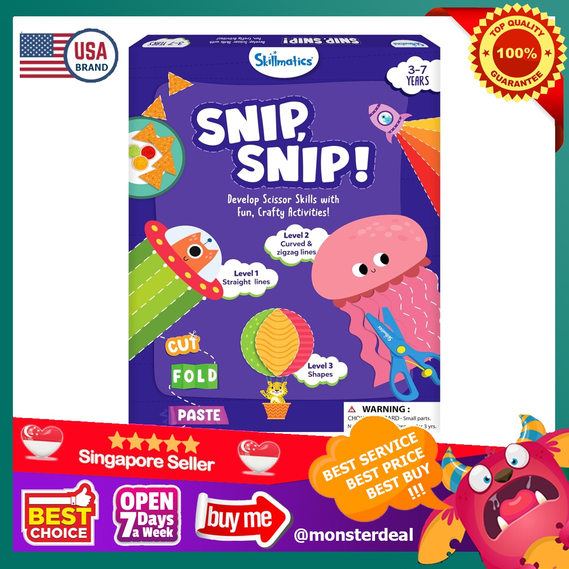 Skillmatics Scissor Skills Activity Book - Snip Snip, 25 Fun Cutting ...
