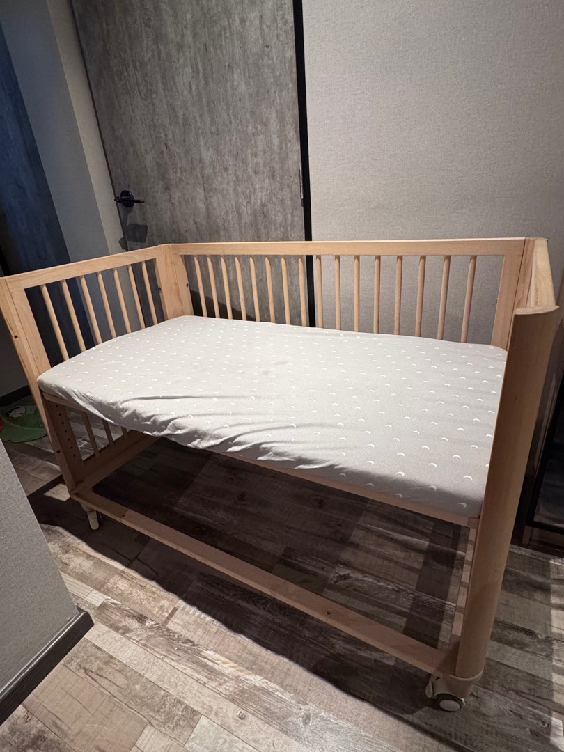 Wooden Baby Cot with Wheels, Babies & Kids, Baby Nursery & Kids ...