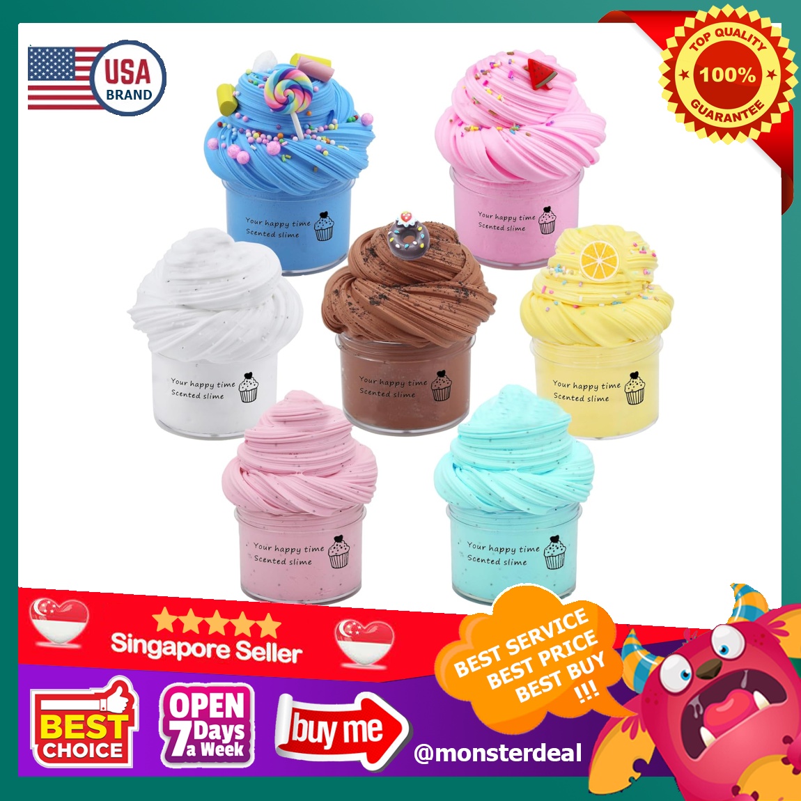 7 Pack Cake Butter Slime Kits, Soft and Non-Sticky Slime Kit Party ...