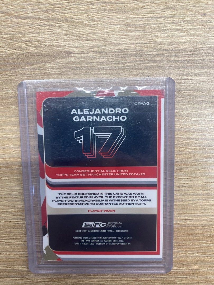 Alejandro Garnacho Relic Card Topps, Hobbies & Toys, Toys & Games on ...