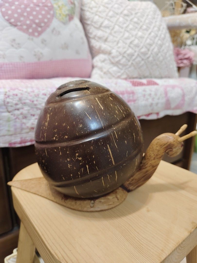 Coconut Shell Snail Piggy Bank, Hobbies & Toys, Toys & Games on Carousell
