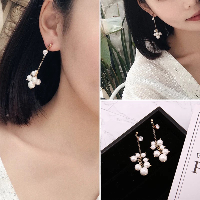 🔥free pos 3 items & above🔥 Korean design pearl Long earrings, Women's ...
