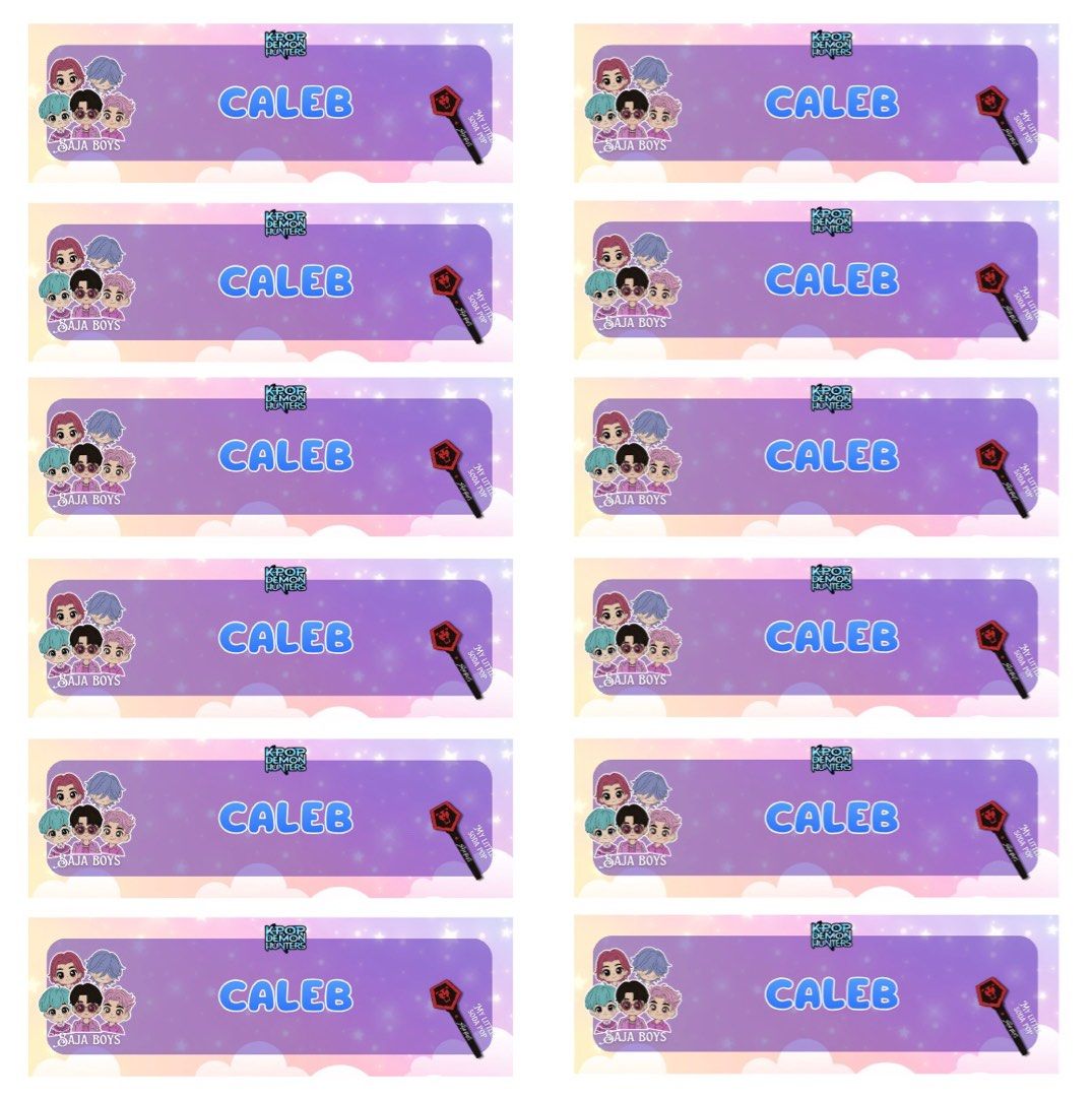 KPop Demon Hunters Huntrix Waterproof Vinyl Name Labels, Hobbies ...