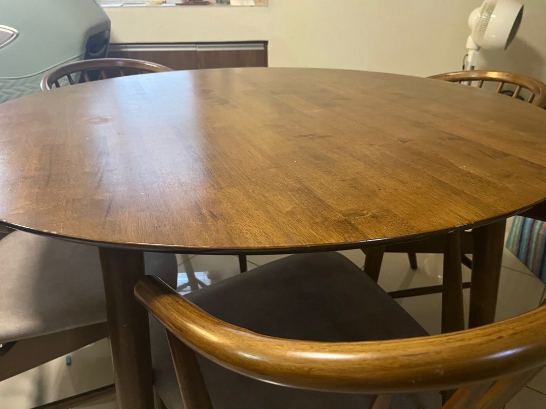 Round Wooden Dining Table ONLY, Furniture & Home Living, Furniture ...