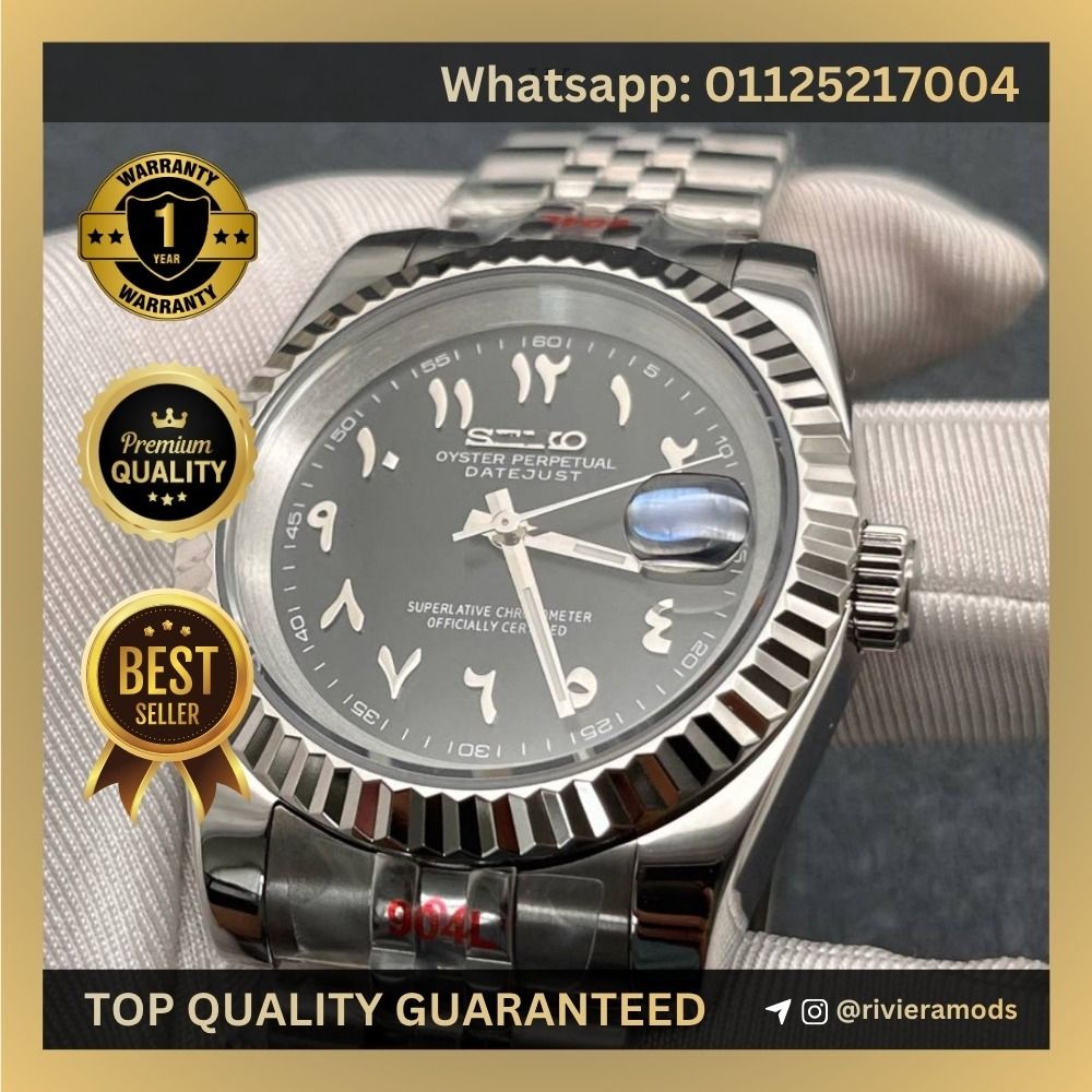 SEIKO DATEJUST MOD GREY ARABIC DIAL | NH35 AUTOMATIC 36/39MM | FLUTED ...