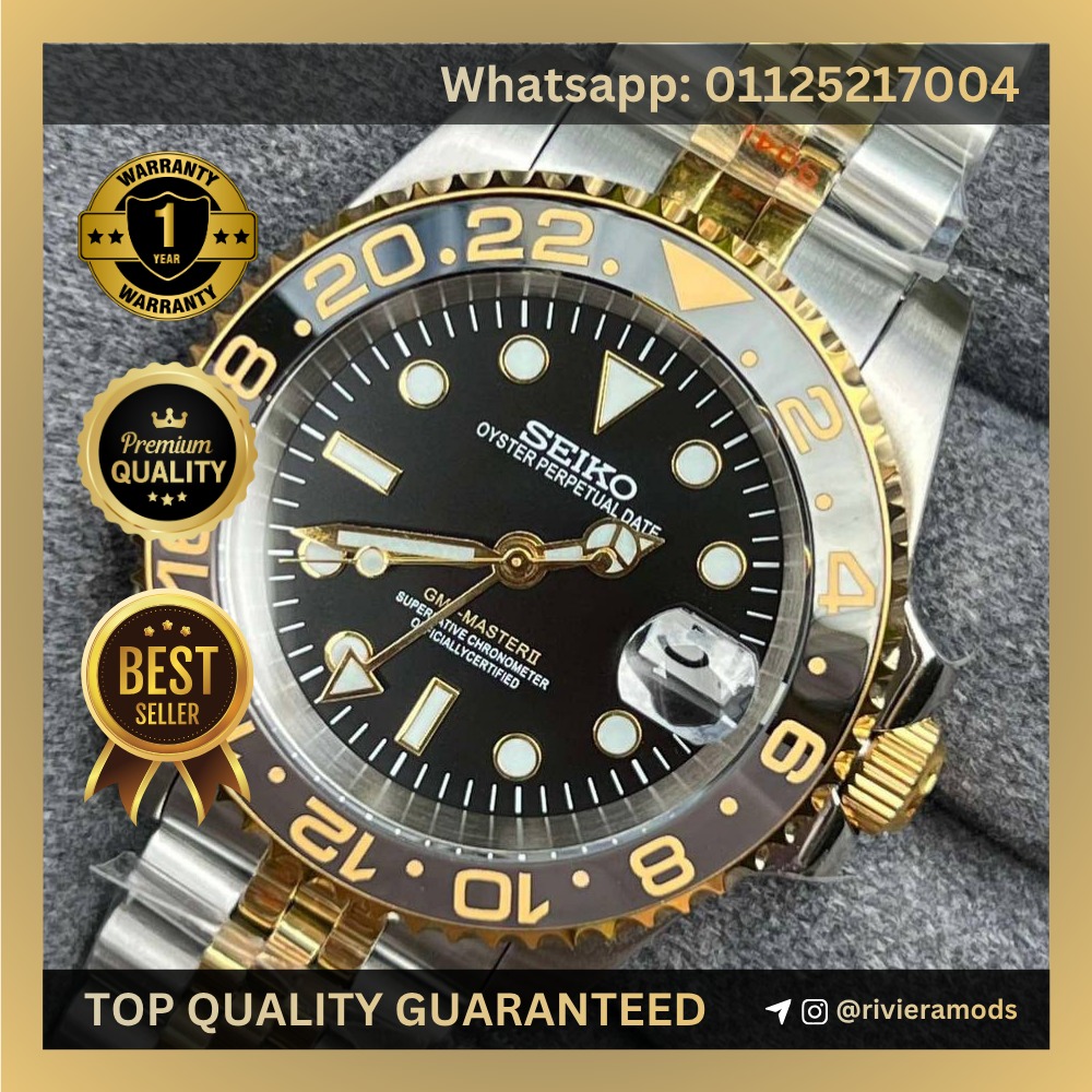 SEIKO GMT MASTER II “GOLD TWO-TONE” | NH34 AUTOMATIC 40MM | BLACK DIAL ...