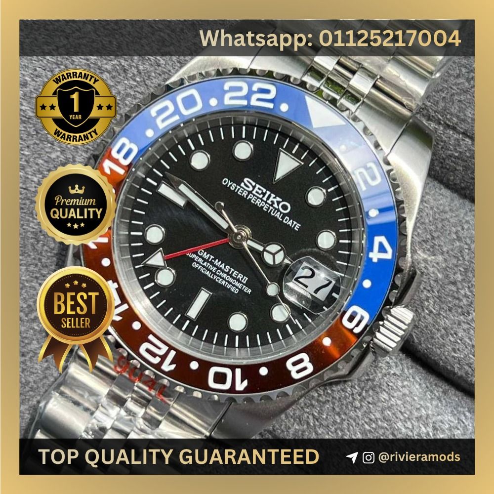 SEIKO GMT MASTER II PEPSI MOD | NH34 AUTOMATIC 40MM | RED & BLUE BEZEL ...