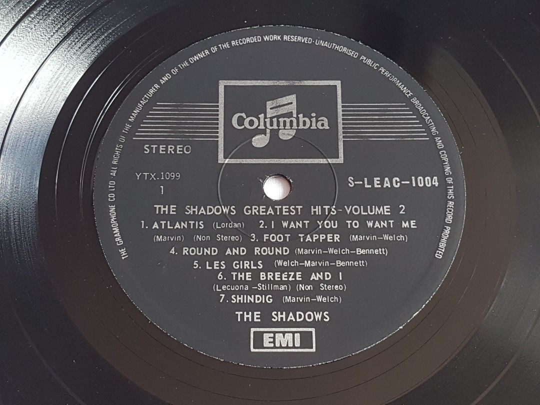 The Shadows Greatest Hits 12" Vinyl LP Record Vol. 2 EMI Columbia S ...