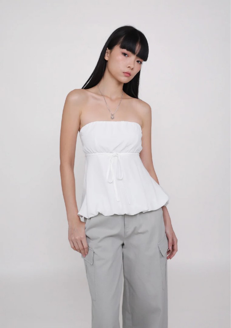 the tinsel rack (ttr) marcy bubble tube top in white, Women's Fashion ...