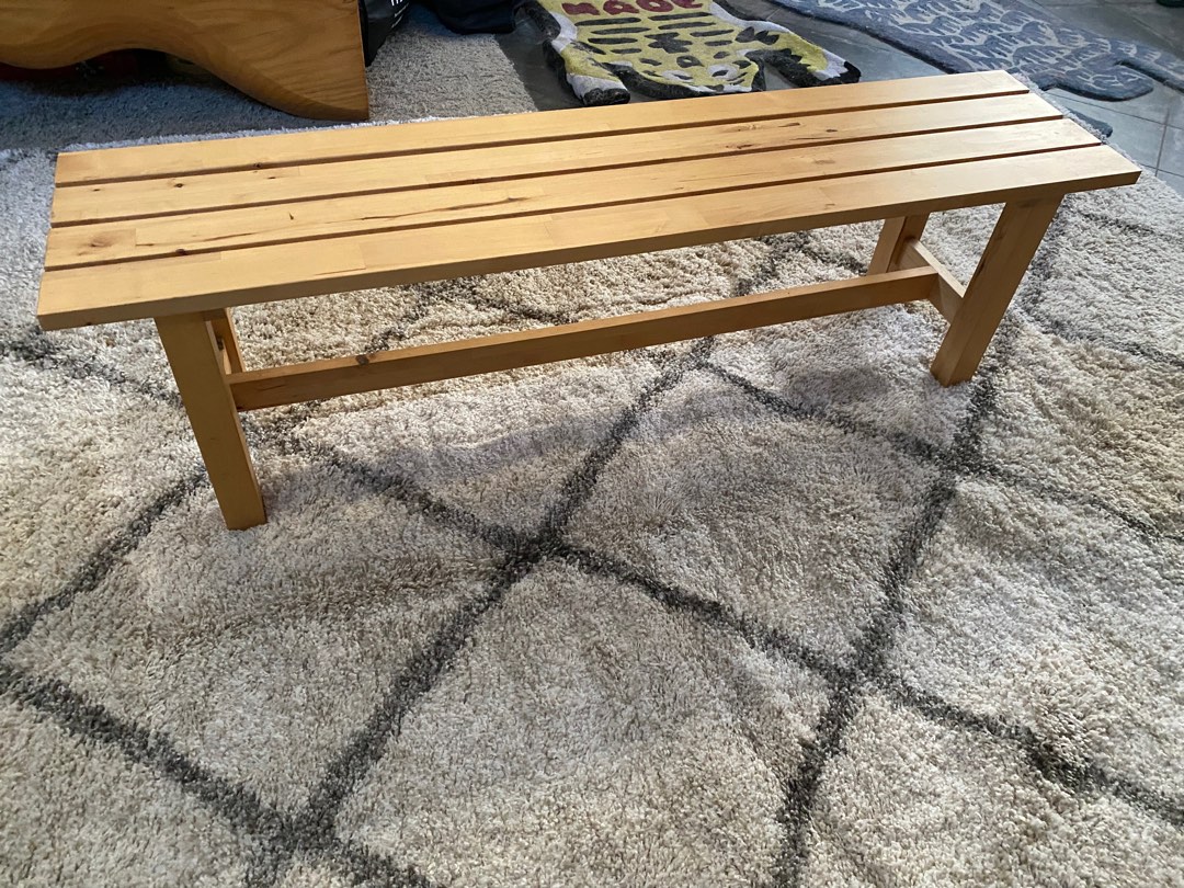 Wood wooden bench long chair 實木長椅 真木長櫈 原木凳 換鞋座 椅子, 傢俬＆家居, 傢俬, 椅子 ...