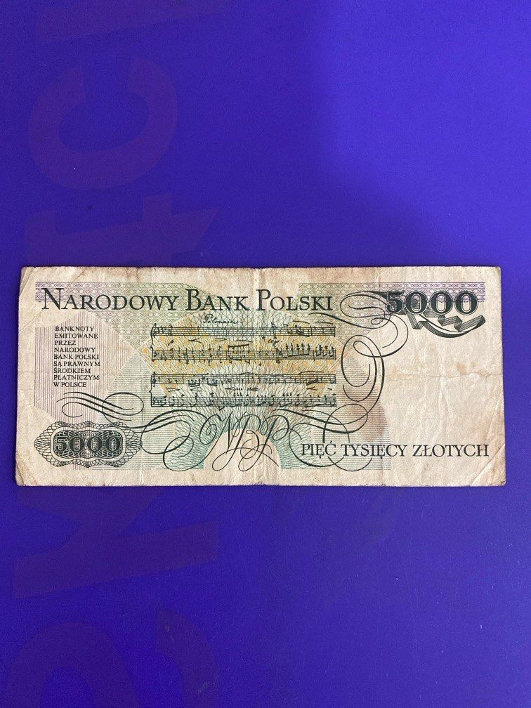 1986 Poland 5000 Zlotych old note, Hobbies & Toys, Memorabilia ...