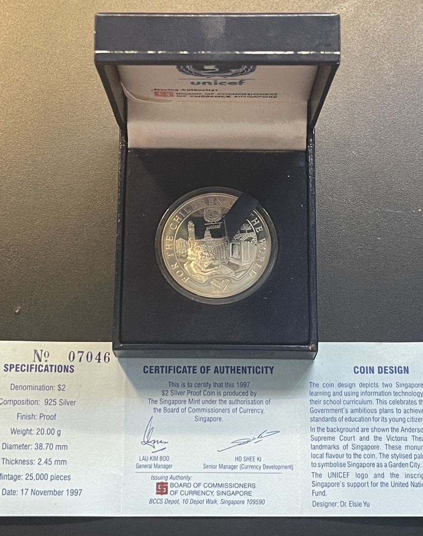 1997 UNICEF Children of the World $2 925 Silver Proof Coin, 20grm ...