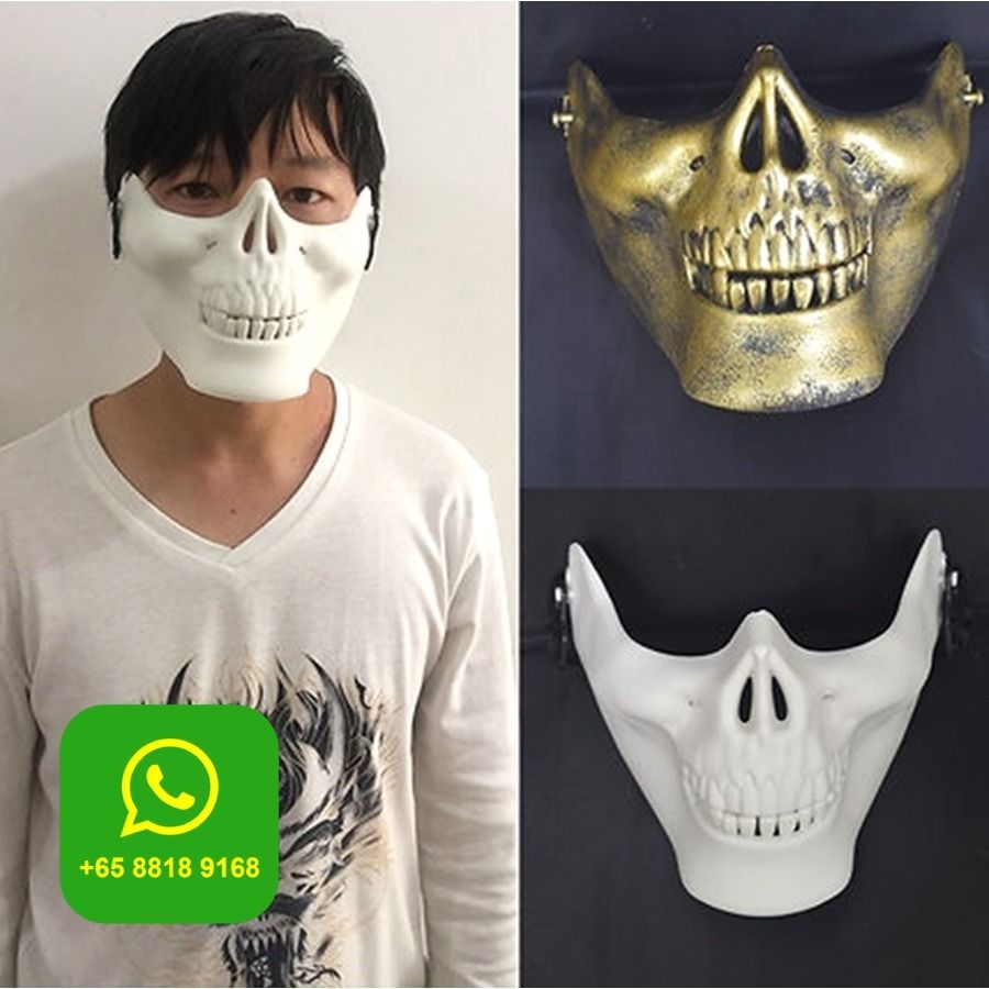 💀 Scary Half Face Skull Skeleton Mask - Bronze, Hobbies & Toys ...