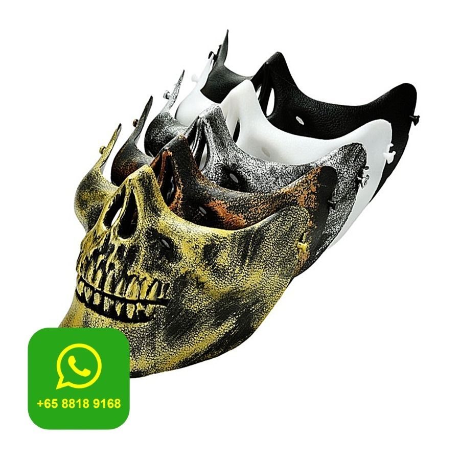 💀 Scary Half Face Skull Skeleton Mask - Gold, Hobbies & Toys, Occasions ...
