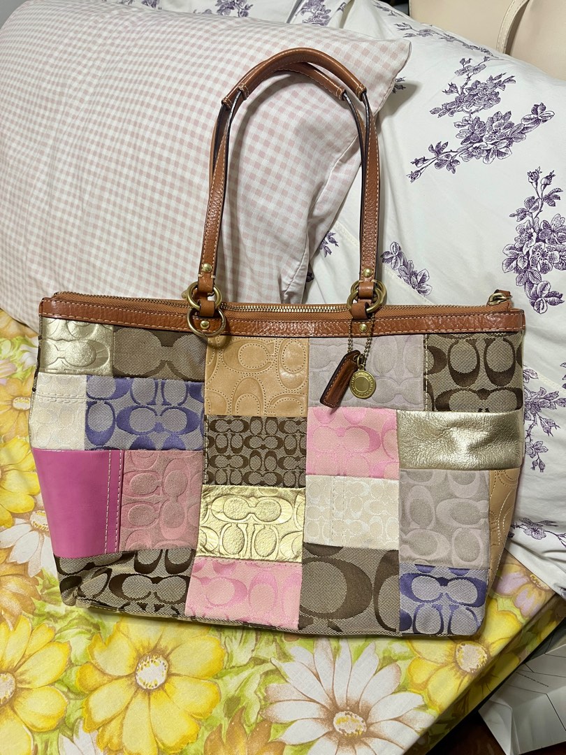 Coach Pastel Patchwork Tote Bag, Luxury, Bags & Wallets on Carousell