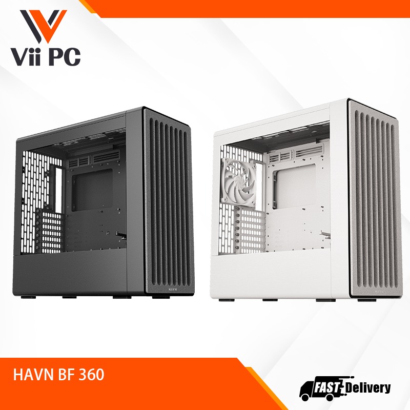 HAVN BF360 FLOW ATX MID TOWER CASING BLACK / WHITE (come with 4 fans ...
