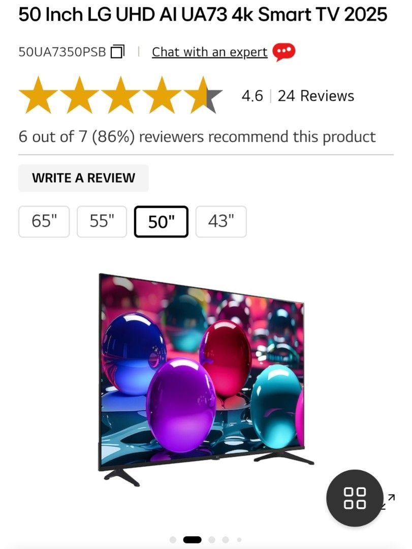 LG UHD AI UA73 4k Smart TV 50 Inch, TV & Home Appliances, TV ...