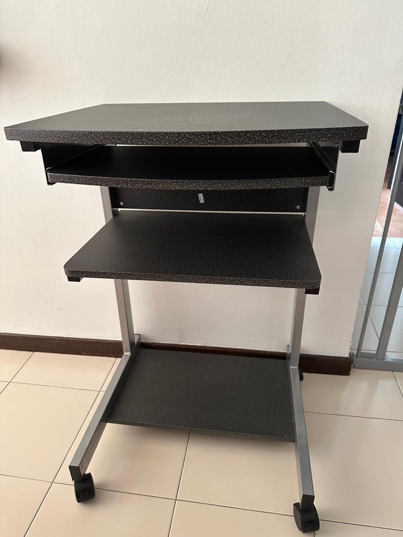 Mobile Computer Table with Shelves, Furniture & Home Living, Furniture ...