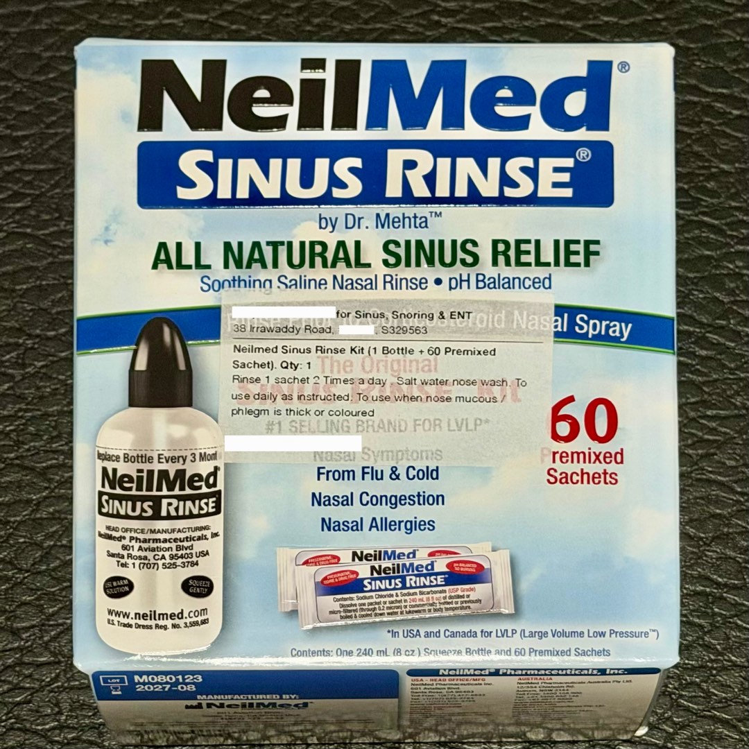 NeilMed Sinus Rinse Kit 60 Sachets & Squeeze Bottle, Health & Nutrition ...