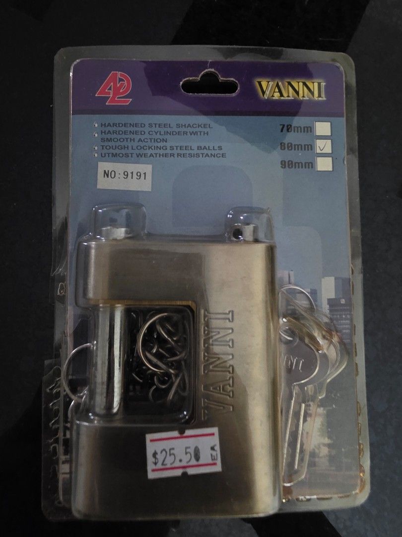 Vanni Padlock (Heavy-Duty, 80mm) – With Keys & Packaging, Furniture ...