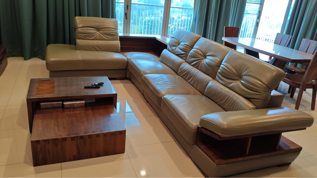 Wooden Sofa, Dining Table, TV Console, and Cabinet Set, Furniture ...