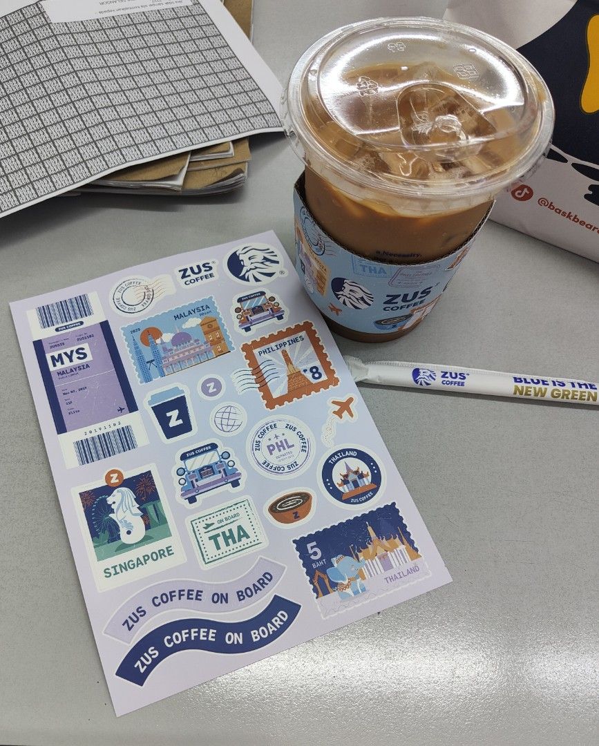 ZUS Coffee Stickers Taste the world Global Menu Ube Bae Colouring ...
