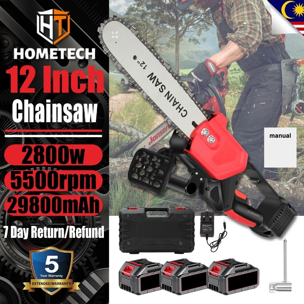 12 Inch Cordless Chainsaw Wood Cutter Rechargeable Pruner Portable ...