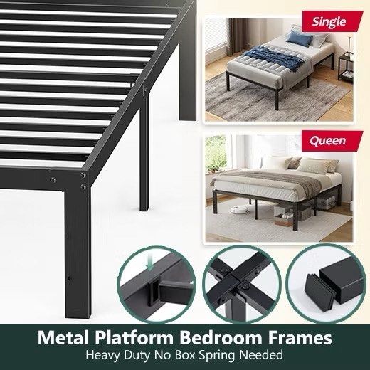 🇸🇬 Platform Bed Quick Lock 35cm Black / Metal Bed Frame / Heavy Duty ...