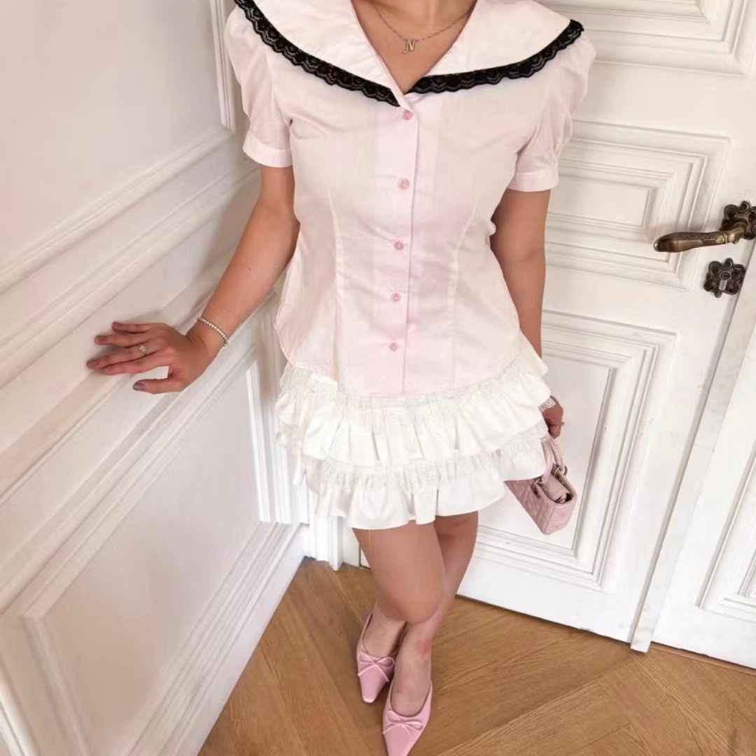 aesthete your life — amilie lace blouse in baby pink | babydoll ...